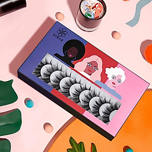 DYSILK Eyelashes Natural Look - 8 Pairs 5D Lashes 17mm - Mink Eyelashes Fluffy Lashes Pack Cat Eye Soft Reusable