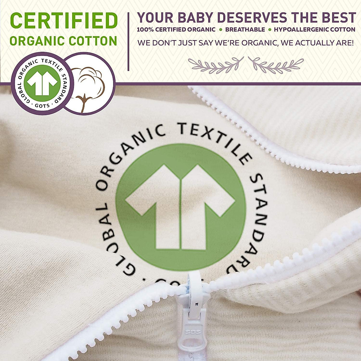 LALAME Organic Cotton Wearable Baby Blanket 1 TOG Sleep Sack |Swaddle Sleeping Bag - Machine Washable | Age 2 to 36 Months