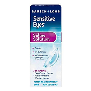 Sensitive Eyes Contact Lens Solution by Bausch & Lomb Saline Solution for Sensitive Eyes, Soft Contact & Gas Permeable Lenses, 12 Fl Oz