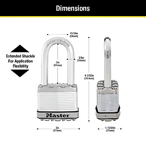 Master Lock M5XTLH Magnum Heavy Duty Outdoor Padlock with Key, 2 Pack Keyed-Alike