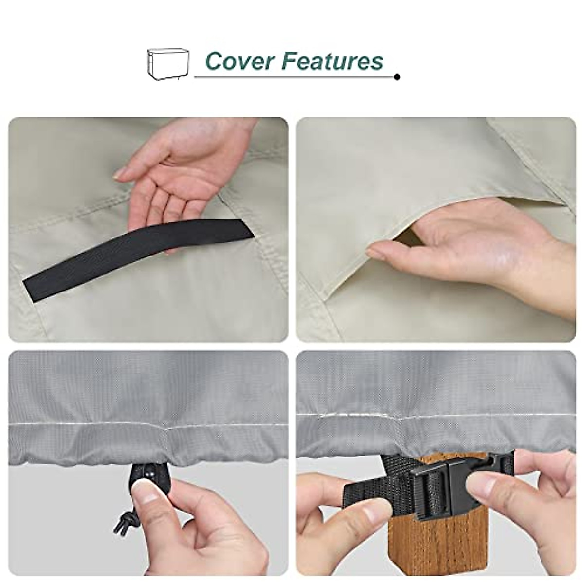 STEECA Patio Coffee Table Cover, Waterproof Rectangular Small Side Table Cover for Outdoor Furniture 48L x 26W x 18H inch