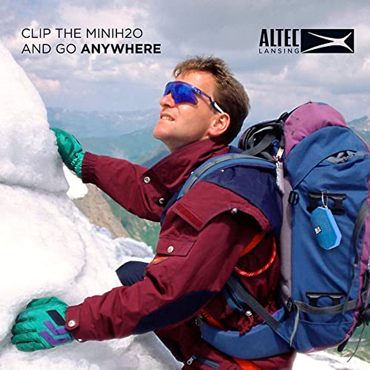 Altec Lansing Mini H2O - Waterproof Bluetooth Speaker, IP67 Certified & Floats in Water, Compact & Portable Speaker for Hiking, Camping, Pool, and Beach,Aqua