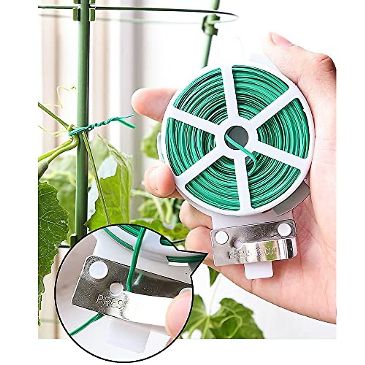 NorthPada Twist Ties Wire Tie Cable with Thread Cutter 328 Feet 100 Meters for Garden Flowers Lianas Climbing Vine Plant, Cable Organization for Your Household and Office
