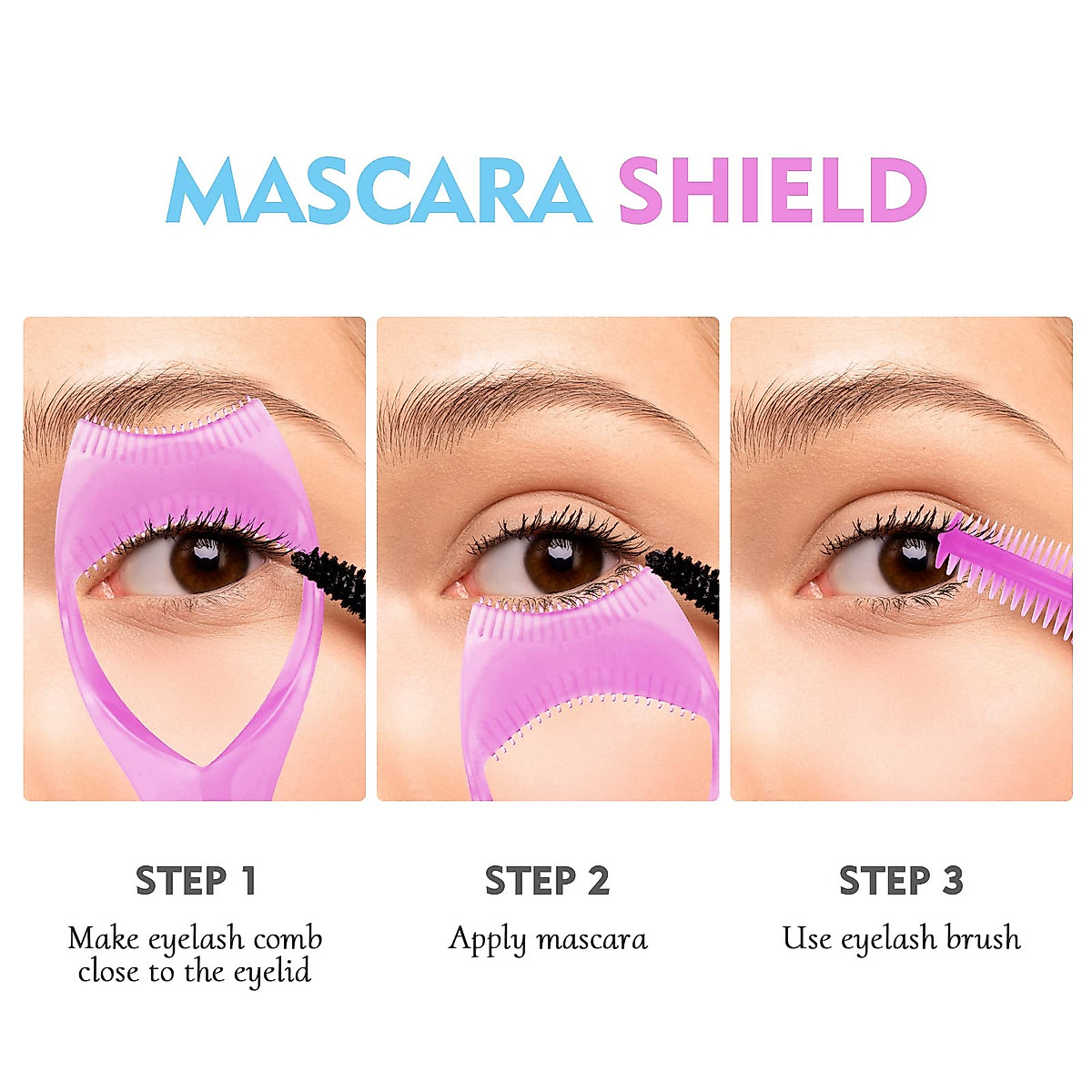 3 IN 1 Eyelash Tool Lash Buddy, Mascara Guard & Eyelash Brush Tool & False Lashes Helper, Lash Mascara Shield Applicator Guard Comb Protector Eyelid for Lashes Natural Look Make Up | 3-Pack