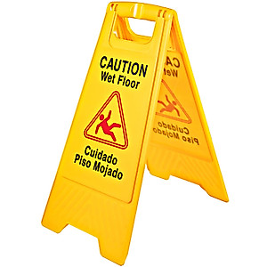 WYZXR Wet Floor Sign Yellow Caution Wet Floor Signs 6 Packs Double Sided Floor Wet Sign Public Safety Fold-Out Wet Floor Cones Bilingual Wet Sign Floor Stand Plastic Board for Indoor and Outdoor