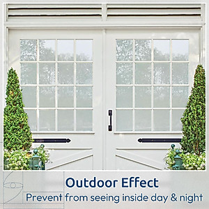 rabbitgoo Window Privacy Film, Frosted Removable Glass Covering for Bathroom, Opaque Static Cling Heat Control Door Sticker for Home Office Living Room, Non-Adhesive (Matte White, 17.5 x 78.7 inches)