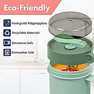 Chiir Microwave Soup Mugs with Lids, Microwave Safe Mug for Ramen Noodles, Soup, Beverages, 17.63 Ounces, Green