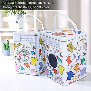 Laundry Detergent Container, Powdered Laundry Detergent Container with Perspective Window Lid Laundry Detergent Powder Storage Tin Box, Washing Machine Appearance Large Capacity Storage Box