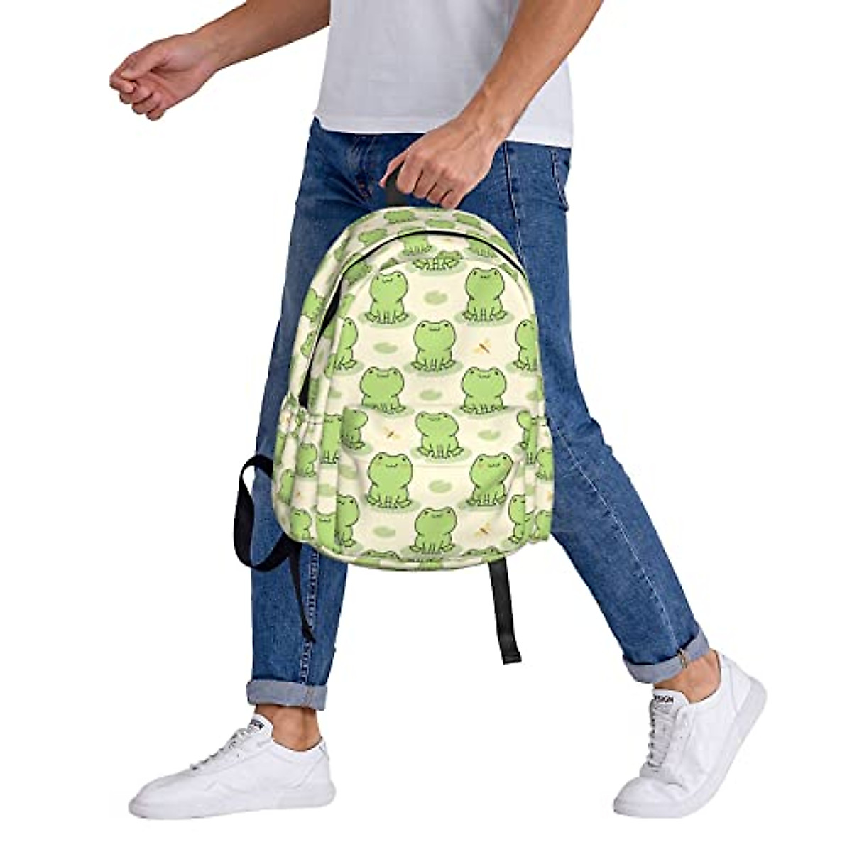Qwalnely Frog Backpack for School, Durable Waterproof Backpacks Laptop for Teens Adult Women Girl, Men Boy Cute Frog Stuff