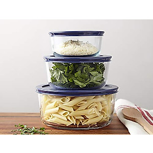 Pyrex 14-Piece Simply Store with Blue Covers, Clear