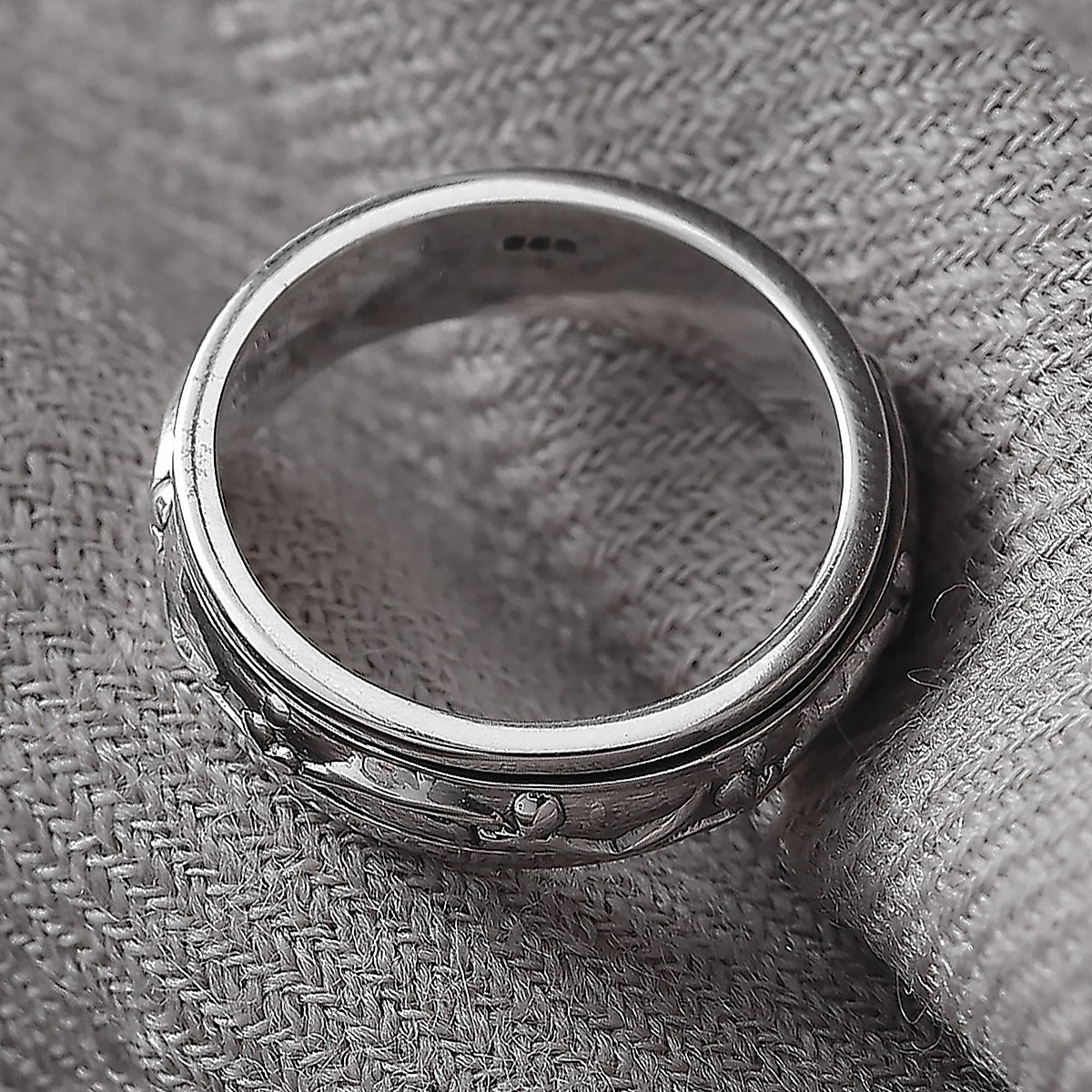 NOVICA Artisan Handmade Sterling Silver Meditation Spinner Ring Artisan Crafted from India No Stone Band [band Width 5 mm W] ' Spinning Vines'