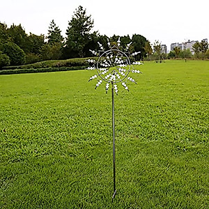 Unique and Magical Metal Windmill,3D Wind Powered Kinetic Sculpture, Metal Wind Spinner Solar, Lawn Solar Wind Spinners for Yard and Garden, Wind Catchers Metal Outdoor Patio Decoration Wind Sculpture