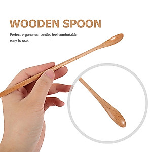 Operitacx 2 Pcs Wooden Long Handle Spoons Wood Coffee Spoons Tea Spoons Handmade Mixing Honey Spoon Stirring Spoon for Swizzle Honey Coffee Tea