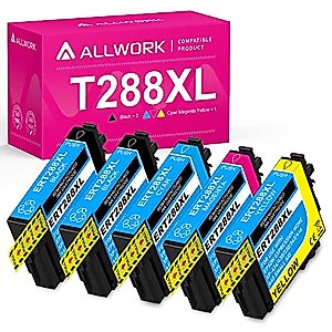 ALLWORK 5 Packs Remanufactured T288XL Ink Cartridges Replacement for Epson 288XL T288XL 288 T288 High Yield Ink for Expression XP-430 XP-434 XP-440 XP-446 XP-340 XP-330-2 Black1 Cyan1 Magenta1 Yellow