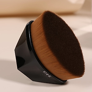ISMINE Foundation Makeup Brush Flat Top Kabuki Hexagon Face Blush Liquid Powder Foundation Brush for Blending Liquid, Cream or Flawless Powder Cosmetics with Bonus Protective Case (Black)