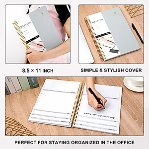 Meeting Notebook for Work with Action Items Hardcover Spiral Meeting Planner for Office Business Meeting Work Notes Notebooks for Note Taking Professional Meeting Notebooks for Men Women,Grey