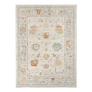 AMER Rugs Bohemian Seaford Collection, Indoor/Outdoor 8x10 Area Rug, Rugs for Living Room, Bedroom, Dining Room, Kitchen - Beige/Blue