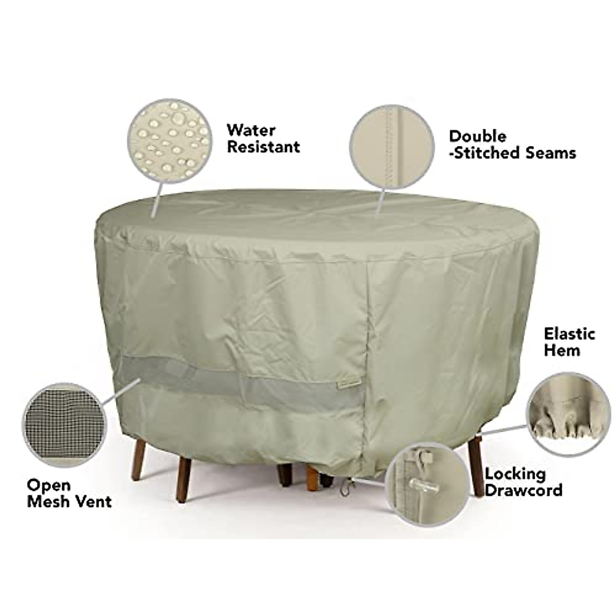 Covermates Round Firepit Cover – Water-Resistant Polyester, Mesh Ventilation, Fire Pit Covers-Khaki