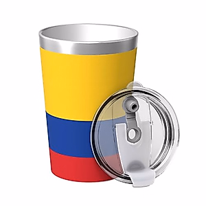 12oz Tumbler Colombia Flag Stainless Steel Cup With Straw And Lid Spill Proof Bulk Double Wall Vacuum Reusable Water Tumblers For Cold Hot Drink