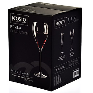 Krosno - Perla Red Wine Glasses 4 x 16.2 oz | Set of 4 | Wedding Gift | Dishwasher Safe | Crystalline Glass | Durable | Scratch Resistant | Gift Idea | Made in Europe
