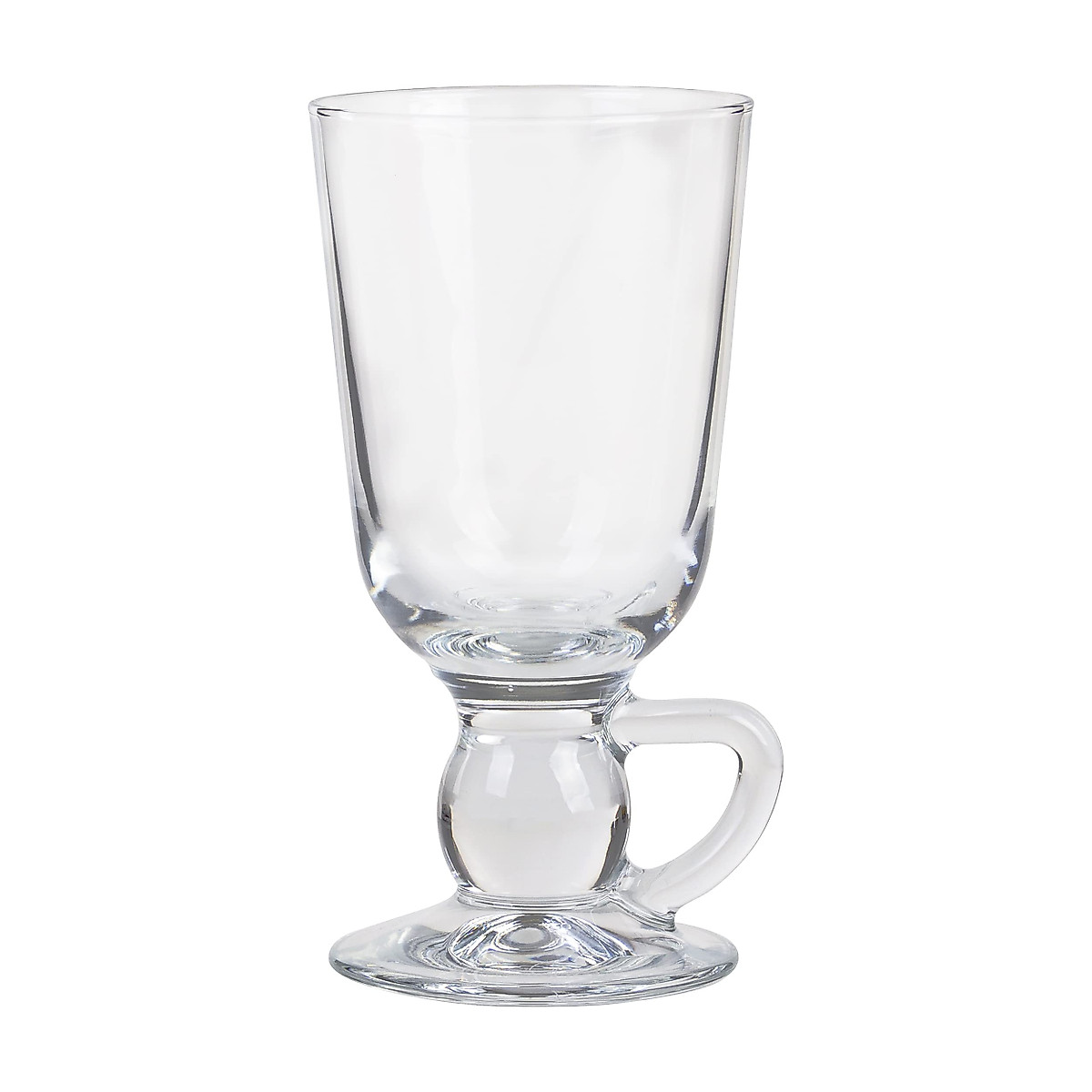 JAIRESTONE Glass Irish Coffee Glass Set with Handle, Footed Design Clear Latte Glasses, Cappuccino, Hot Cold Beverage Mug, 9.25fl oz Set of 2