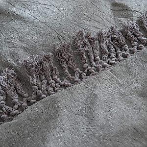 Duvet Cover Set 3Pcs (1 Duvet Cover +2 Pillowcases) Bohemian Beddings Luxury and Elegant Comforter Covers Tassel 100% Washed Cotton