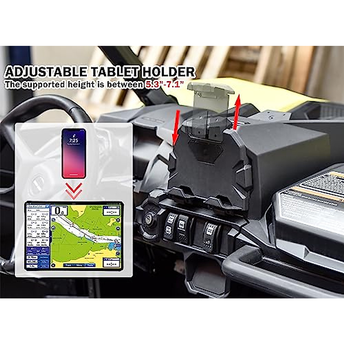SAUTVS Portable Electronic Device Mount, Adjustable Tablet Phone Holder for Can Am Maverick Sport, Trail, Commander (Replace #715005212)