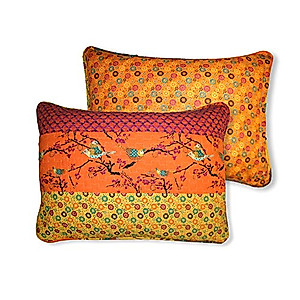 Lush Decor Royal Empire Quilt Striped Pattern Reversible 3 Piece Bedding Set, Full/Queen, Tangerine