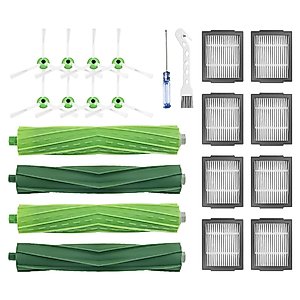 Replacement Parts for iRobot Roomba i7 i7+ i3 i3+ i4 i4+i6 i6+ i8 i8+/Plus E5 E6-2 Sets of Multi-Surface Rubber Brushes, 8 Filters, 8 Edge-Sweeping Brushes - Efficient Cleaning and Maintenance