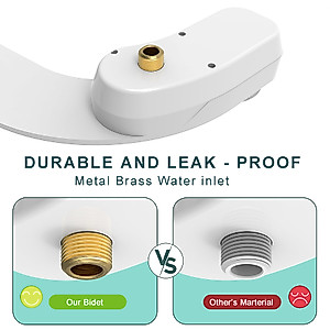 Left Hand Bidet - WITHLENT Left Hand Bidet Ultra-Slimt Non-Electric Dual Nozzle (Frontal & Rear Wash) Left Hand Control Adjustable Water Pressure,Bidet Toilet Seat Attachment, Left Hand Bidet (Bamboo)