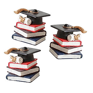 FELTECHELECTR 3 Pcs Graduation Cake Toppers Stacked Books Doctoral Cap Cake Decors Graduates Props Graduation Congrats Cake Decoration