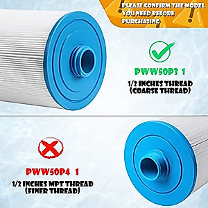 Spa Filter 1 1/2 Inch Coarse Thread Hot Tub Filter Compatible with Unicel PWW50 PWW50P3 6Ch-940 Filbur FC-0359 Filters 25252 03FIL1400 Waterway 817-0050 45 Sq. Ft Front Access Skimmer (6 Pcs)