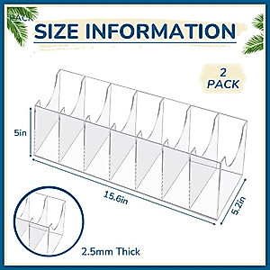 2 Pieces Belt Organizer Acrylic Belt Storage Holder 7 Compartments Display Case Belt Container Holder for Closet and Drawer, Purse Tie Jewelry Watch Bracelets Makeup Storage Holder Accessories