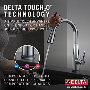 Delta Faucet Essa Touch Kitchen Faucet Brushed Nickel, Kitchen Faucets with Pull Down Sprayer, Kitchen Sink Faucet, Touch Faucet for Kitchen Sink, Touch2O Technology, Arctic Stainless 9113T-AR-DST