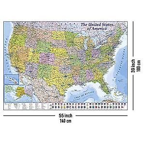 XXL USA Map Premium Poster Giant America Map with all States 55" x 39" MAPS IN MINUTESÙ (55"x39")