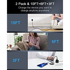 USB A to Lightning Cord, 2Pack/3Ft Nylon Braided iPhone Charger Cable, Apple Approved Fast Charging Power Wire for iPhone 14, 13 Pro Max, 13Pro, 13 Mini, 12 11 10 XR XS X 8 Plus 7 Fast Cargador Chord