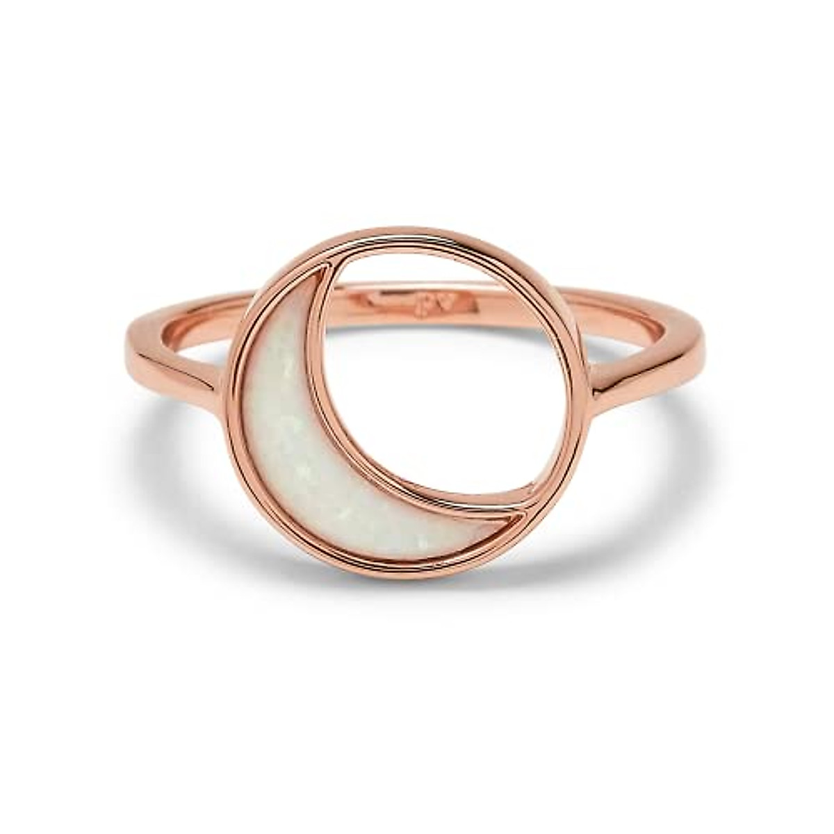 Pura Vida Ring Rose Gold Eclipse Handmade Ring - Stackable Ring with Resin Opal, Ring Jewelry with Brass Base - Rose Gold Rings for Women, Cute Rings, Boho Jewelry for Women - Size 7