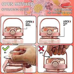 Slirceods half gallon filtered water bottle(Mother's Day Gift)，64OZ Pink Water Bottle with Straw& Time Marker -Increase ph-BPA Free(1pack Filter)