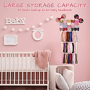 OAOLEER Baby Headband & Bow Holder for Girls Hair Bows, Hanging Baby Headbands Organizer Storage Newborn Headband Holder for Wall, Room, Door or Closet (1Pcs White)