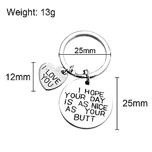 ShiQiao Spl I Hope Your Day Is As Nice As Your Butt Keychain Boyfriend Girlfriend Gifts Keyring I Love You Wife Husband Gifts