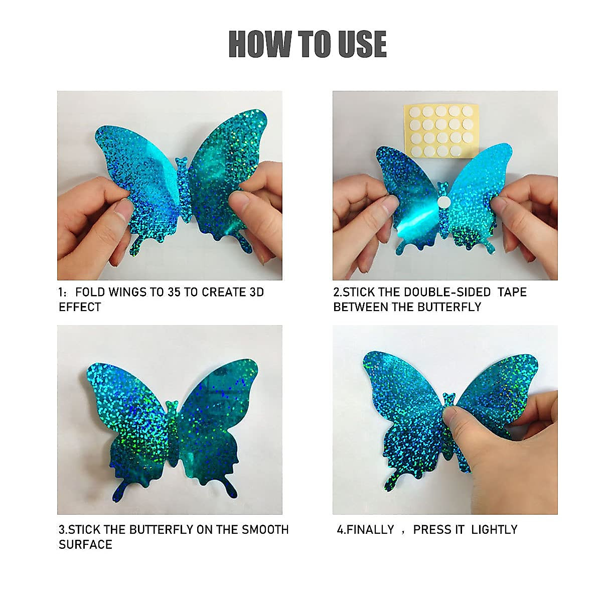 24pcs 3D Butterfly Removable Mural Stickers Wall Stickers Decal for Home and Room Decoration (Indigo)