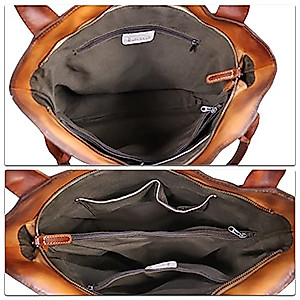 Genuine Leather Shoulder Bag Purse for Women Retro Top Handle Bags Handmade Vintage Crossbody Tote Handbags Purse Cowhide Satchels Hobo Bag (BrownPattern)