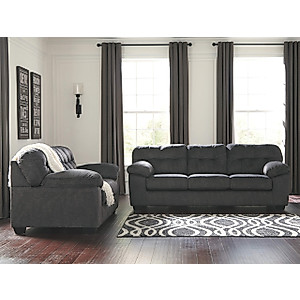 Signature Design by Ashley Accrington Plush Loveseat with Tufted Back, Gray