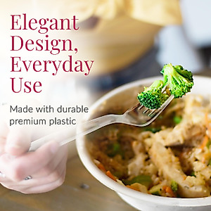 Prestee 100 Clear Plastic Forks, Plastic Forks Heavy Duty, Clear Forks Silverware, Plastic Cutlery, Disposable Forks Pack, Bulk Disposable Flatware, Plastic Utensils Set, Disposable Silverware Cutlery