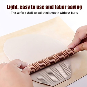 6Pcs Clay Modeling Pattern Rollers, Large Texture Rollers for Clay Wooden Handle Pottery Tools Snowflakes Stars Wood Wave Pattern Clay Rolling Pottery Ceramic Carved Tools for DIY Handcrafts (B)