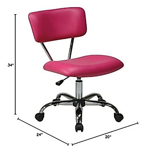 OSP Home Furnishings Vista Faux Leather Seat and Back Task Chair with Chrome Accents, Pink