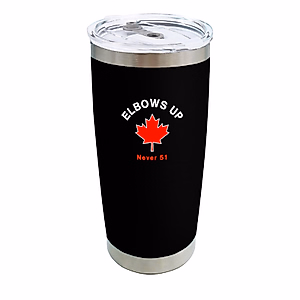liabiliies Travel Coffee Tumbler 20 oz Elbow's Up - Never 51 Canada Flag Stand Strong Tumbler with Lid and Straw Insulated Tumblers Stainless Steel Tumbler