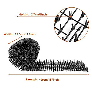 13Ft x 12 Inch Scat Mat for Cats, Cat Scat Mat with Spikes, Anti-Cats Deterrent Mat, Pet Repellent Mat, Cat Digging Stopper Prickle Strip for Indoor Outdoor Sofa Furniture with Garden Staples