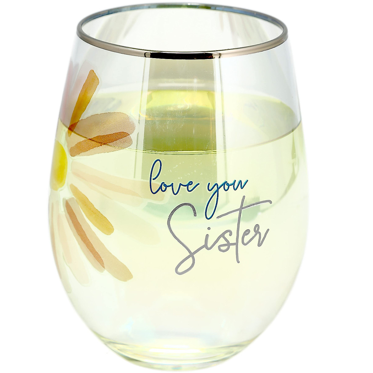 Pavilion - 18 oz Iridescent Stemless Wine Glass - Love You Sister