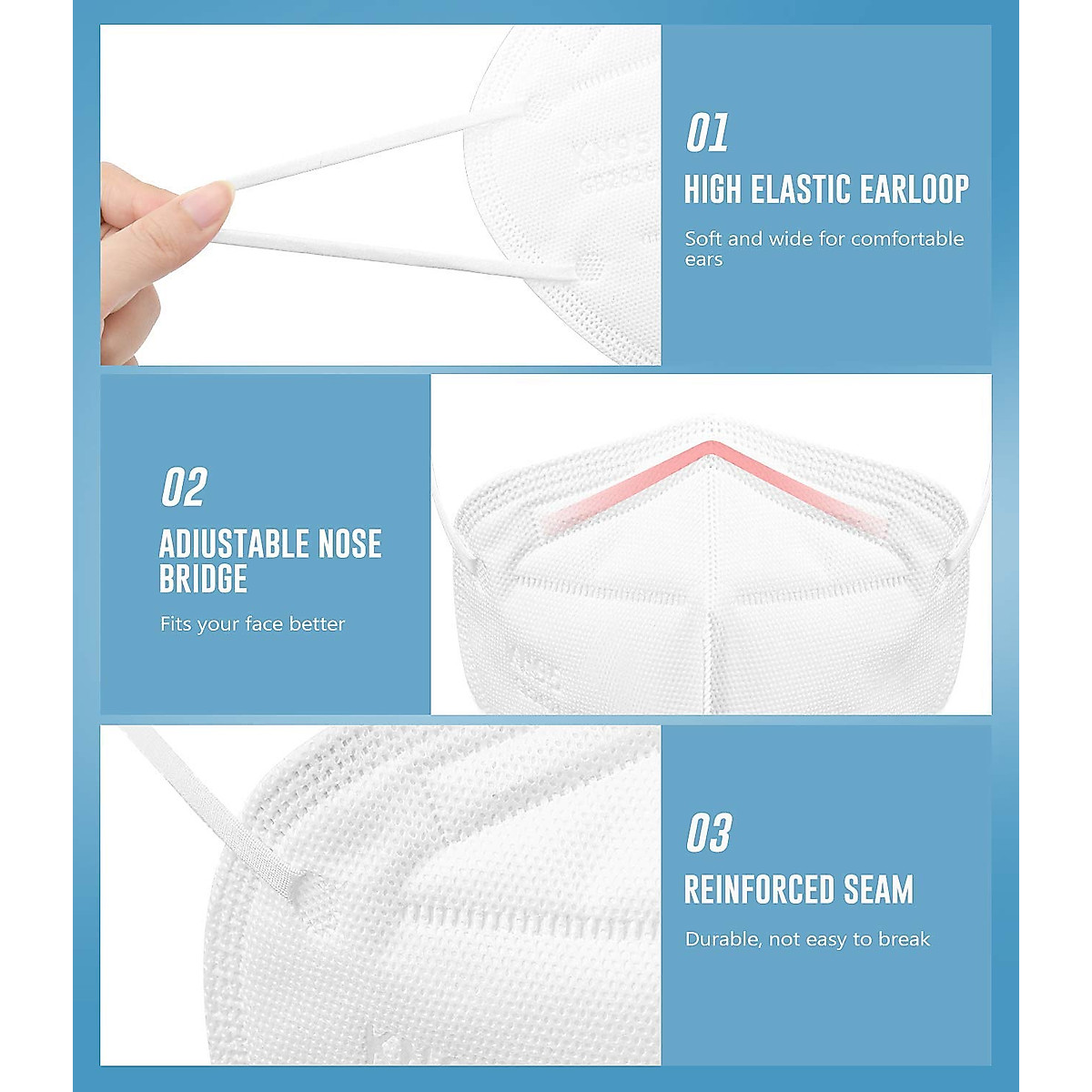 WWDOLL KN95 Face Mask 100 Pack, 5-Layer Breathable Mask Protection for Adult, Indoor, Outdoor Use(50 Black+50 White)